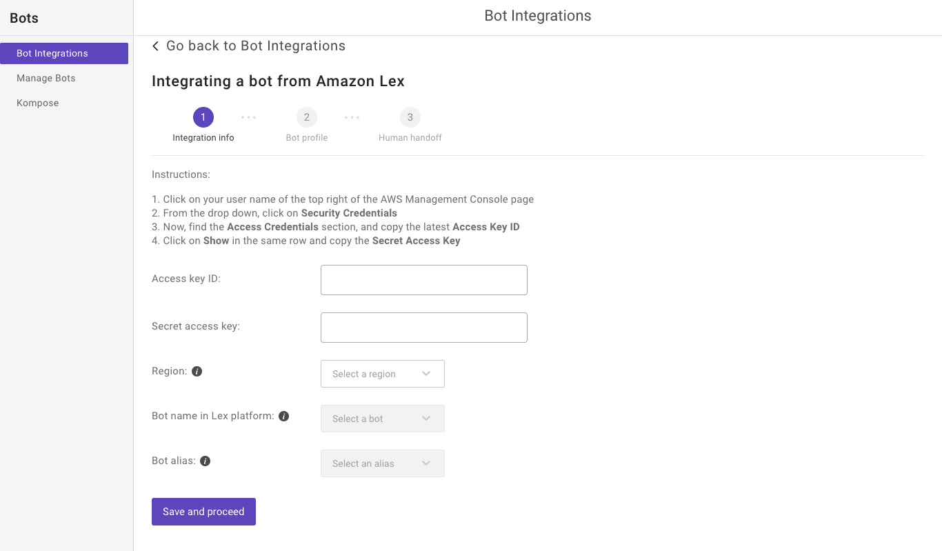 Amazon Lex Chatbot Tutorial: Create a Amazon lex Bot - Kommunicate
