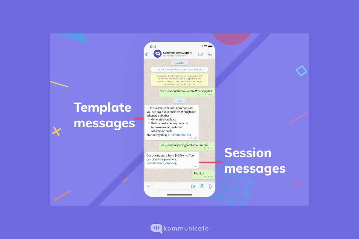 WhatsApp Session Message vs Template Message