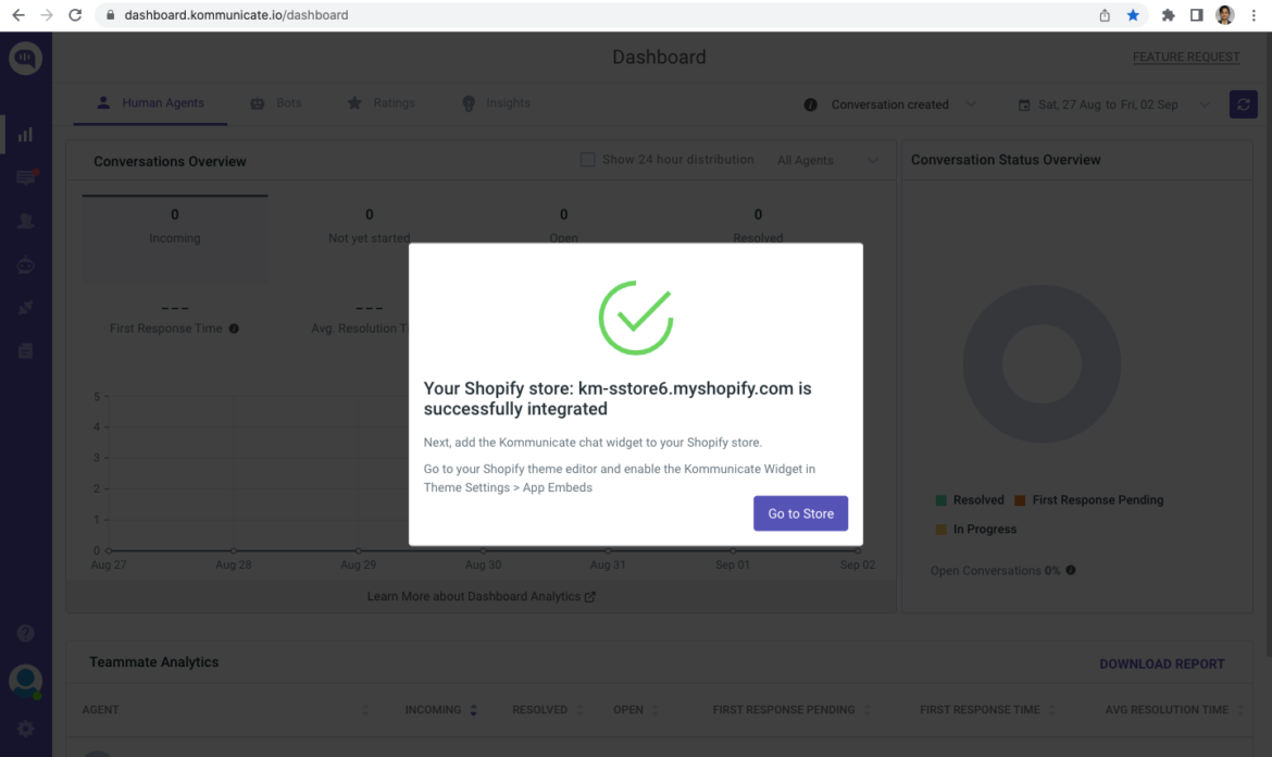 Integrate Dialogflow Chatbot to Shopify - Kommunicate